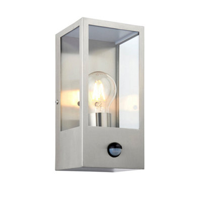 Outdoor Box Lantern Wall Light with PIR Sensor - Automatic Exterior ...