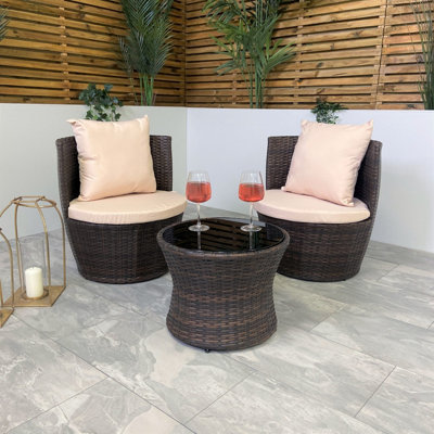 Rattan garden bistro set brown store