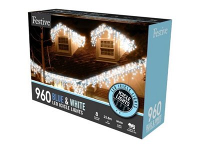 Outdoor Christmas Lights - Blue & White - 960 LED Lights | DIY at B&Q