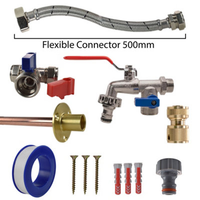Outdoor Complete Garden Tap Instillation Kit With Double Outlet Lever ...