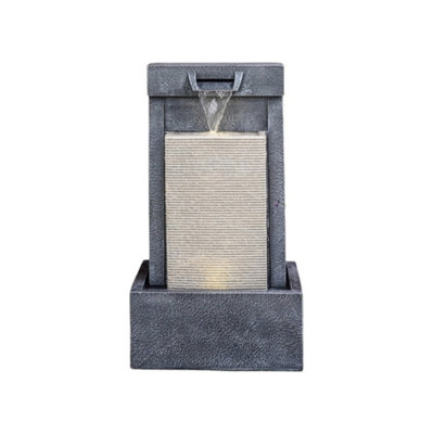 Outdoor Contemporary Cube Water feature - Cement - L47 x W37 x H83 cm ...