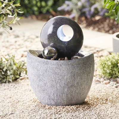 Outdoor Contemporary Stone-Effect Cascading Water feature, Freestanding ...