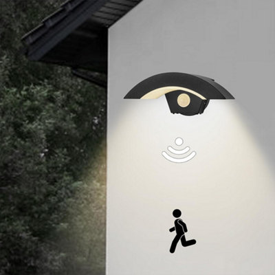 Outdoor Curved LED Wall Light PIR Motion Sensor Lamp Modern Outside ...