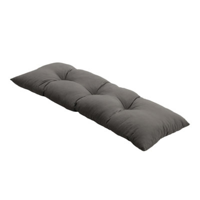 Outdoor Dark Grey Rectangular Garden Sofa Tufted Bench Seat Cushion