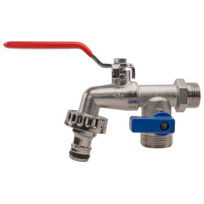 Outdoor Double Garden Tap - Heavy Duty Metal with 1/2inch Inlet Dual ...