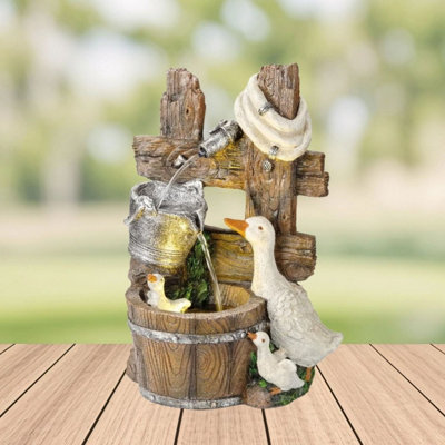 Outdoor Duck Water Fountain Garden Water Feature Mother & Baby Ducks ...