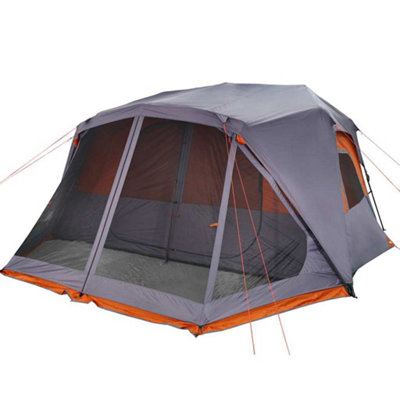 Outdoor Family Tent 10-Person Grey and Orange Quick Release Waterproof