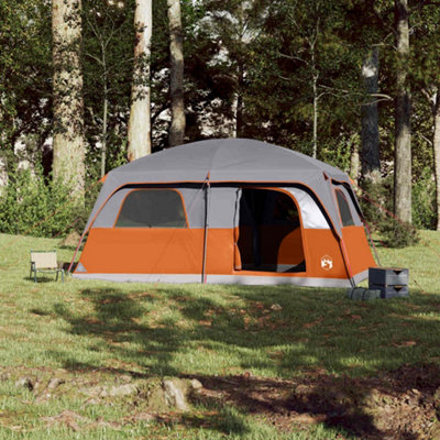 Outdoor Family Tent Cabin 10-Person Grey and Orange Waterproof