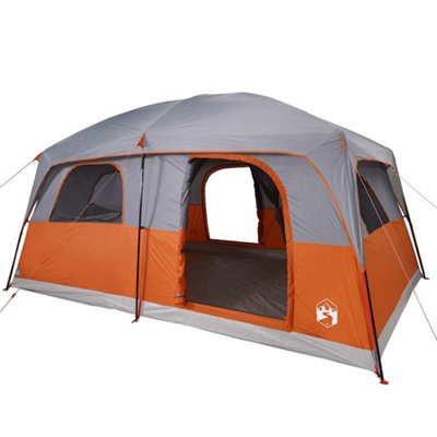 Outdoor Family Tent Cabin 10-Person Grey and Orange Waterproof