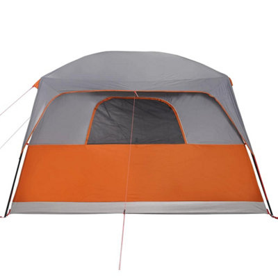 Outdoor Family Tent Cabin 10-Person Grey and Orange Waterproof