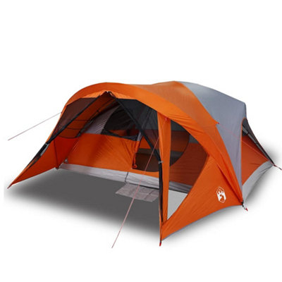 Outdoor Family Tent Cabin 6-Person Grey and Orange Waterproof