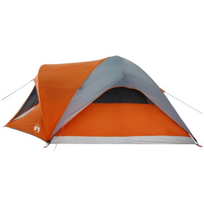 Outdoor Family Tent Cabin 6-Person Grey and Orange Waterproof