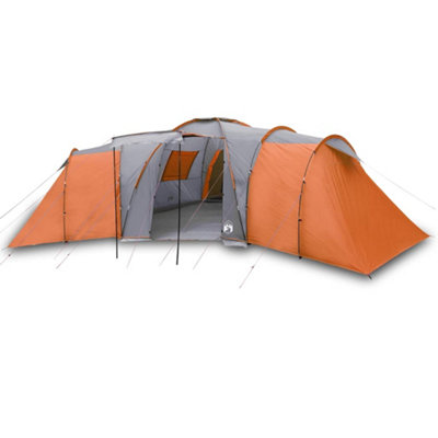 Outdoor Family Tent Dome 12-Person Grey and Orange Waterproof