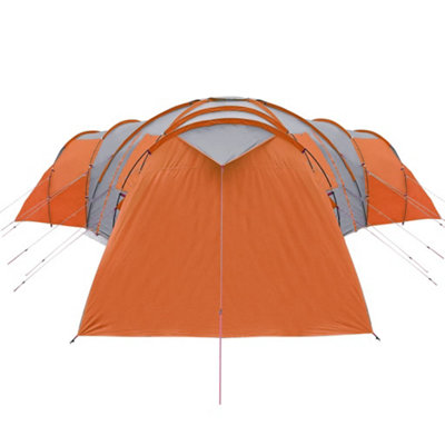 Outdoor Family Tent Dome 12-Person Grey and Orange Waterproof