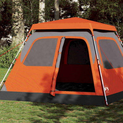 Buy Outdoor Family Tent Dome 6-Person Grey and Orange Quick Release at B&Q