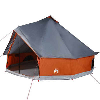 Outdoor Family Tent Tipi 10-Person Grey and Orange Waterproof