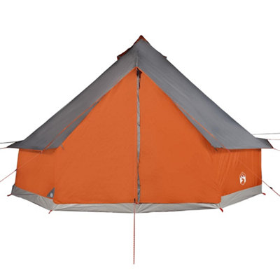Outdoor Family Tent Tipi 10-Person Grey and Orange Waterproof