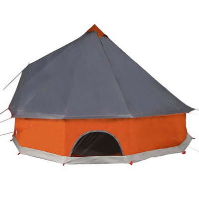 Outdoor Family Tent Tipi 10-Person Grey and Orange Waterproof