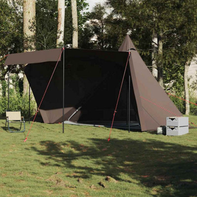 Outdoor Family Tent Tipi 6-Person Brown Waterproof