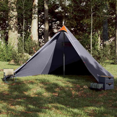 Outdoor Family Tent Tipi 7-Person Grey and Orange Waterproof