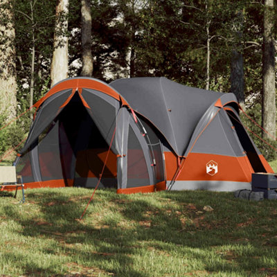 Outdoor Family Tent Tipi 8-Person Grey and Orange Waterproof