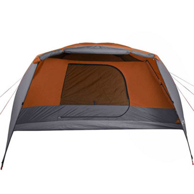 Outdoor Family Tent with Porch 6-Person Grey and Orange Waterproof