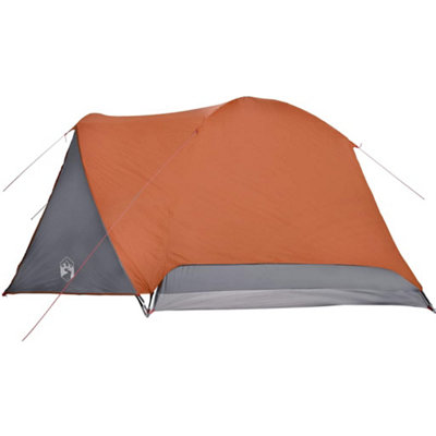 Outdoor Family Tent with Porch 6-Person Grey and Orange Waterproof