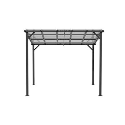 Outdoor Garden Canopy Wall-Mounted Metal Canopy with Tilted Roof, Grey