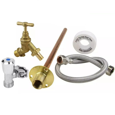 Outdoor Garden DIY Tap Kit, Self cutting Bib Tap Easy Fit through the wall