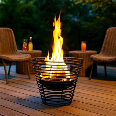 Outdoor Garden Fire Pit Basket Black for Party BBQ Event
