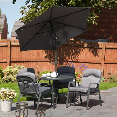 Outdoor Garden Furniture Malvern 4 Seat Dining Collection with Parasol ...