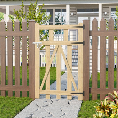 Outdoor Garden Gate Patio Gate Fence Security Barrier Wooden Yard ...