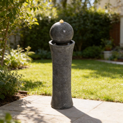 Outdoor Garden Modern Cylindrical Water Feature Fountain with Warm ...