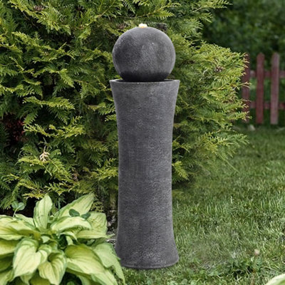 Outdoor Garden Modern Cylindrical Water Feature Fountain with Warm ...