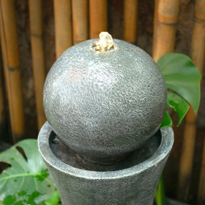 Outdoor Garden Modern Cylindrical Water Feature Fountain with Warm ...