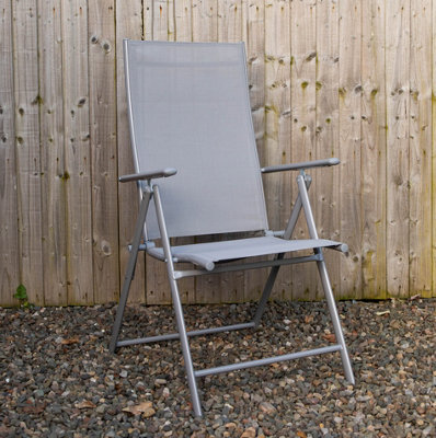 Outdoor Garden Patio Multi Position Reclining Folding Chair in Grey