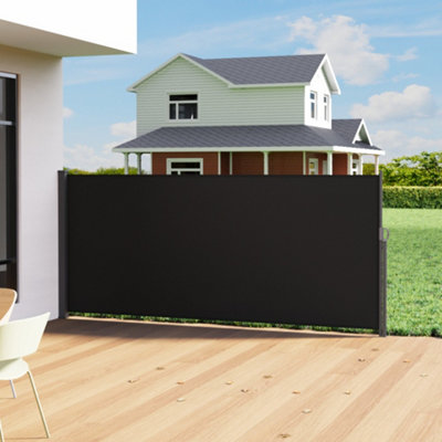 Outdoor Garden Retractable Sun Protection Privacy Side Awning Grey 400 ...