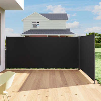 Outdoor Garden Retractable Sun Protection Privacy Side Awning Grey 800 ...