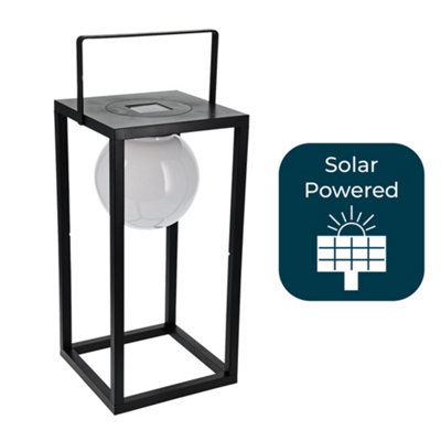 Outdoor Garden Solar Lantern LARGE Black Waterproof for Patio LED Light ...