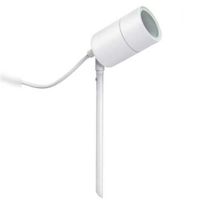 Outdoor Garden Spike Light Stainless Steel White Finish Adjustable Head ...
