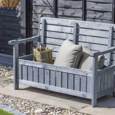 Outdoor Garden Storage Bench Grey