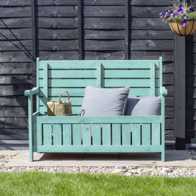 Outdoor Garden Storage Bench Wooden Natural - Green