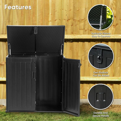 Outdoor Garden Storage Shed Wheelie Bin Box with Lid Weather Resistant ...