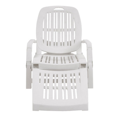 Outdoor & Garden Sunloungers Foldable White Plastic Lounge Chair ...