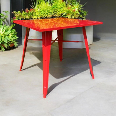 Outdoor Garden Table - Metal - L80 x W80 x H76 cm - Red
