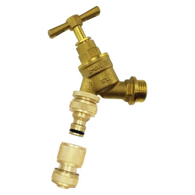 Outdoor Garden Tap with Hose Pipe Quick Connector, Solid Brass Set, 1/2 ...