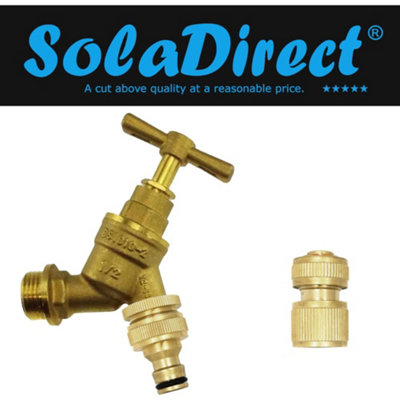 Outdoor Garden Tap with Hose Pipe Quick Connector, Solid Brass Set, 1/2 ...