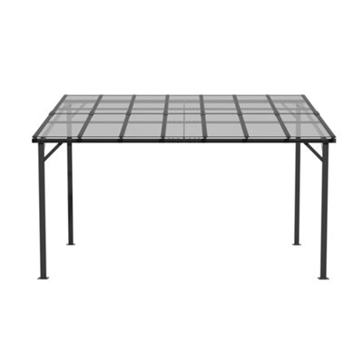 Outdoor Garden Tilted Roof Canopy Wall-Mounted Metal Canopy, Grey