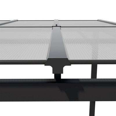 Outdoor Garden Tilted Roof Canopy Wall-Mounted Metal Canopy, Grey