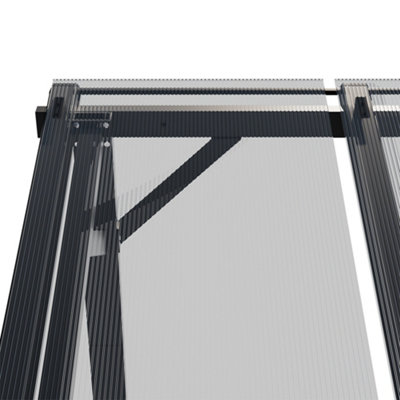 Outdoor Garden Tilted Roof Canopy Wall-Mounted Metal Canopy, Grey